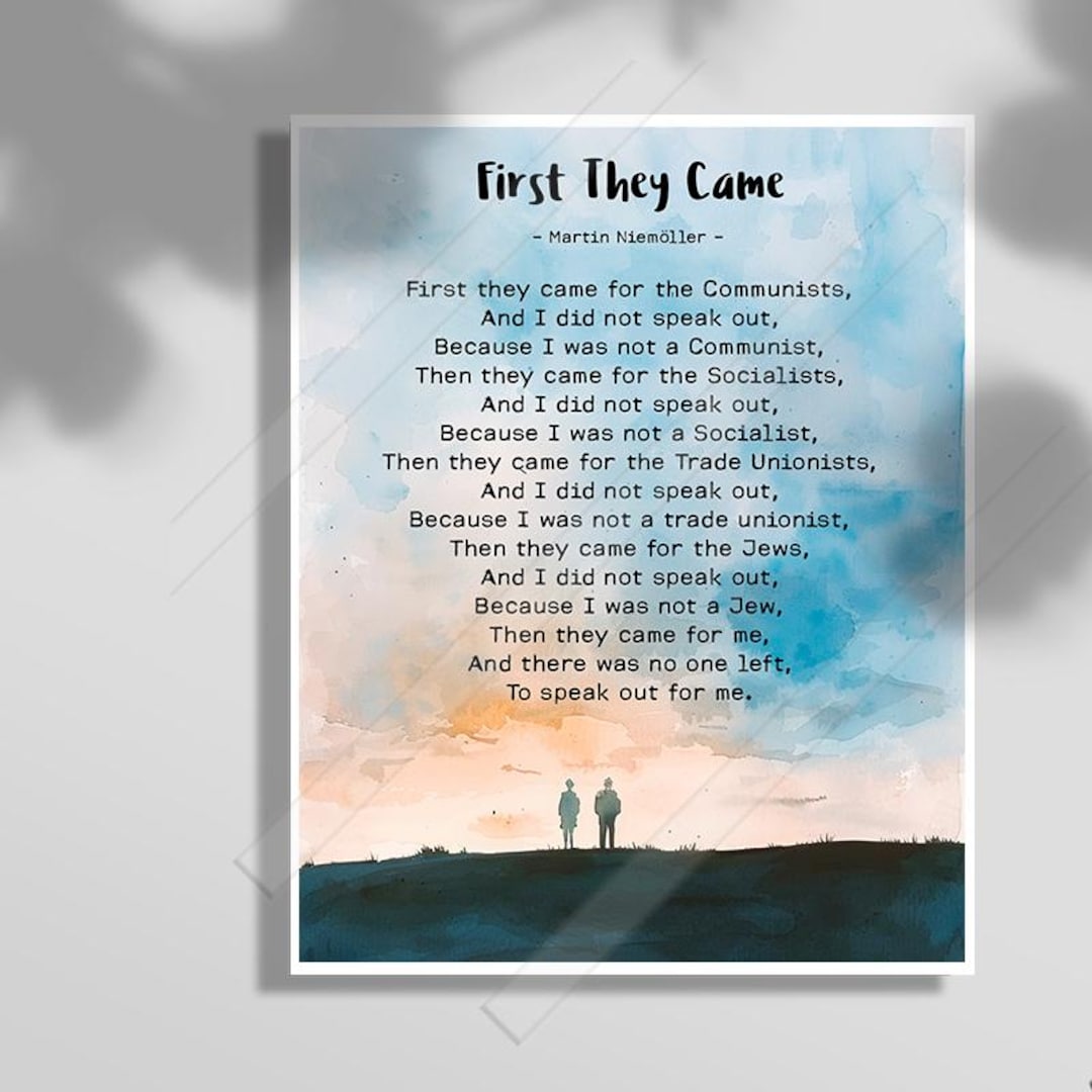 First They Came Print: Martin Niemöller Quote, Social Justice Wall Art ...