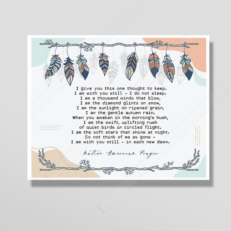 Native American Prayer Art Print: Memorial Poem, Sympathy Gift - Etsy
