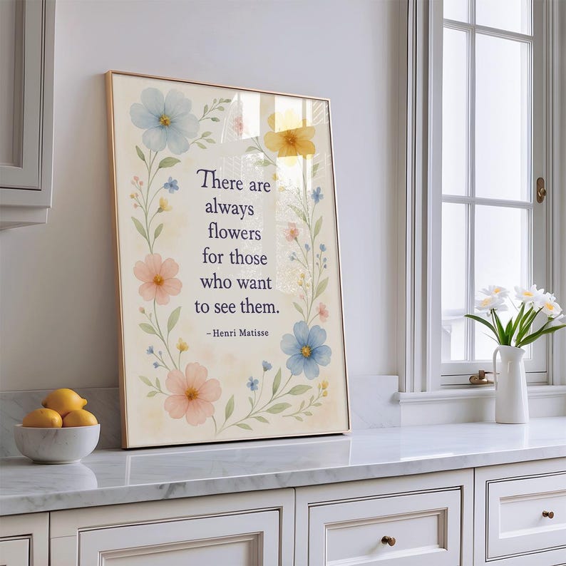 Henri Matisse Quote Art Print: Watercolor Flowers, Inspirational Nature ...