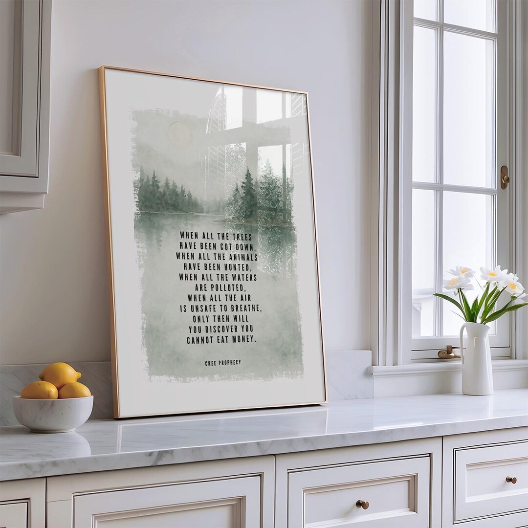 Cree Prophecy Print Native American Quote Wall Art Tribal Wisdom Poster ...