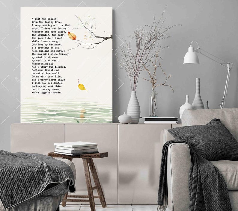 Memorial Poem Print - “A Limb Has Fallen” Tribute to Loved Ones - Etsy