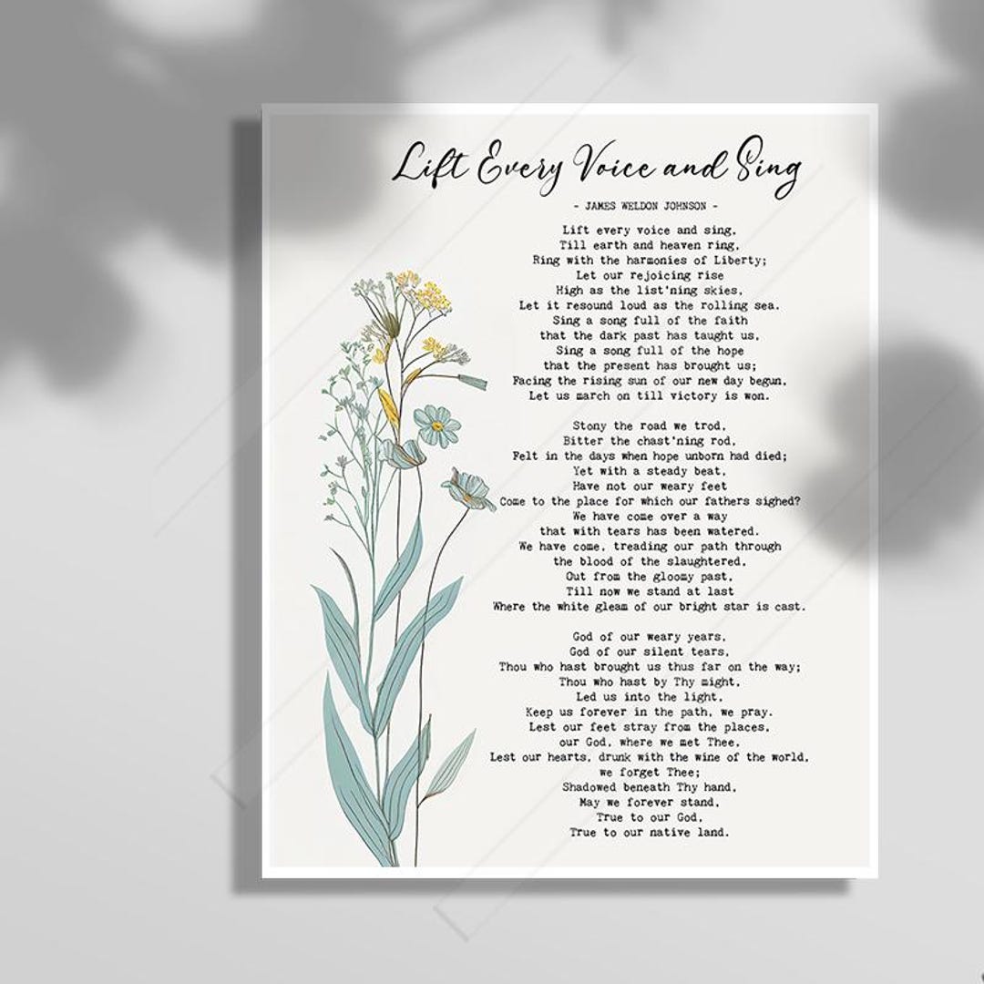 Lift Every Voice and Sing Wall Art James Weldon Johnson Typography ...