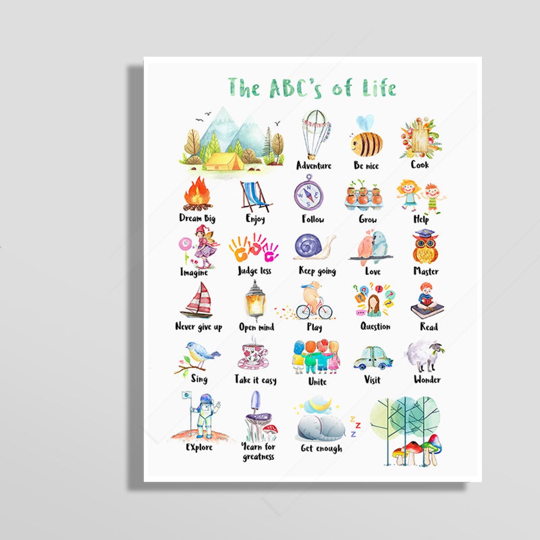 Abcs of Life Poster - ABC Alphabet Wall Art - Nursery Wall Decor ...