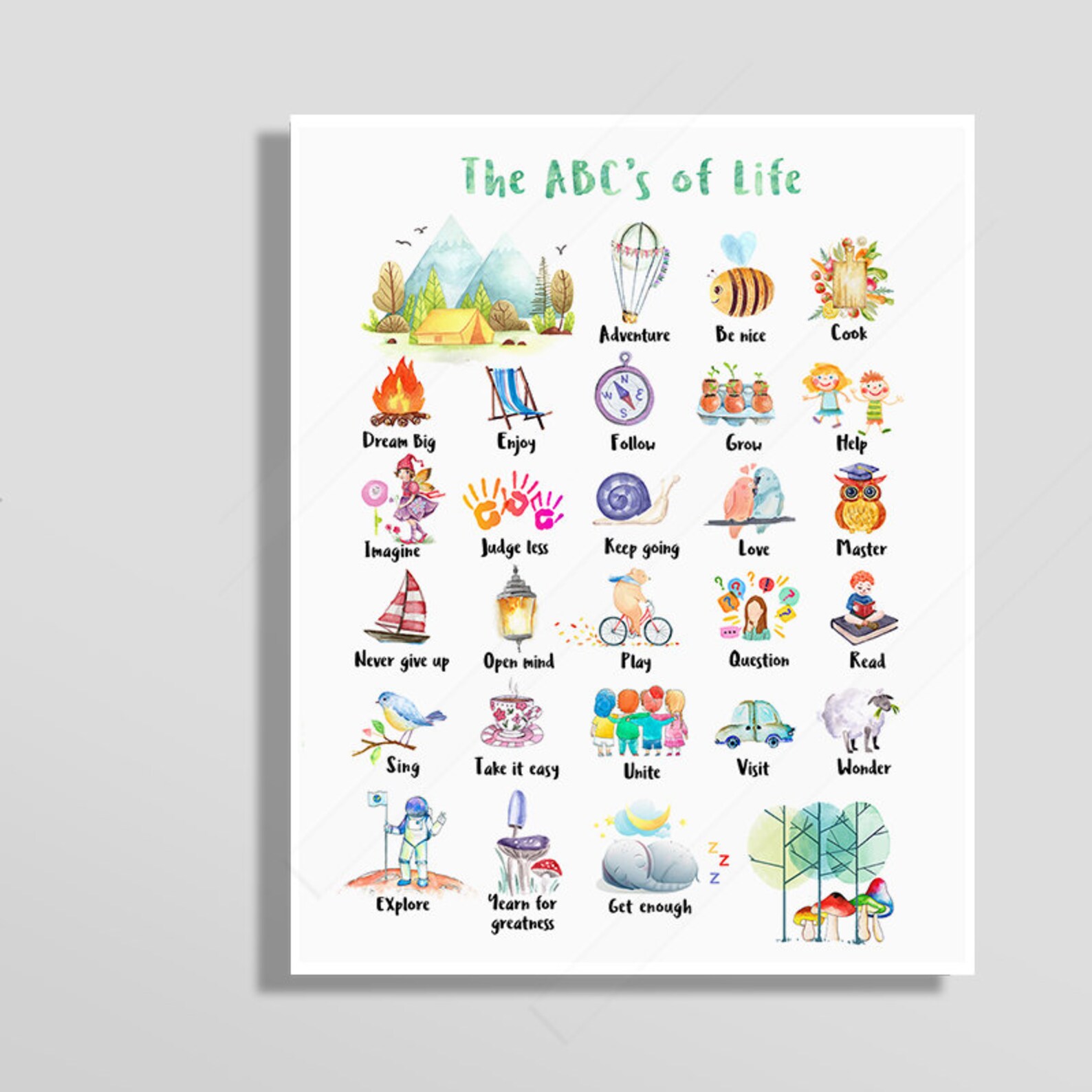 Abcs of Life Poster ABC Alphabet Wall Art Nursery Wall - Etsy