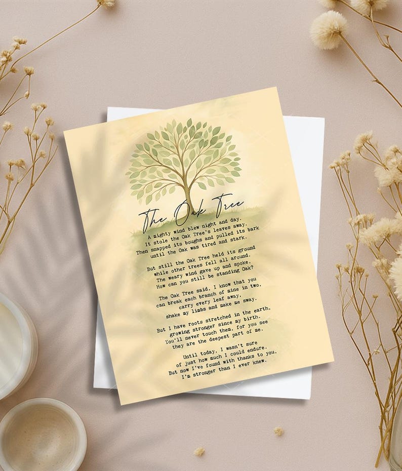 Oak Tree Poem Card: Sympathy Gift, Encouragement Card - Etsy