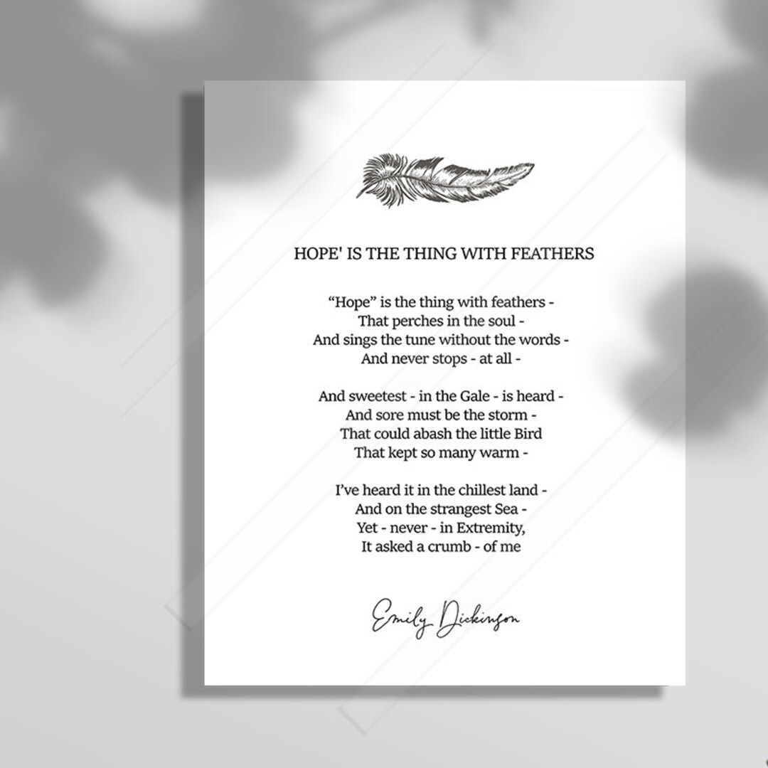 Emily Dickinson Literary Art Print- Hope is the Thing With Feathers ...