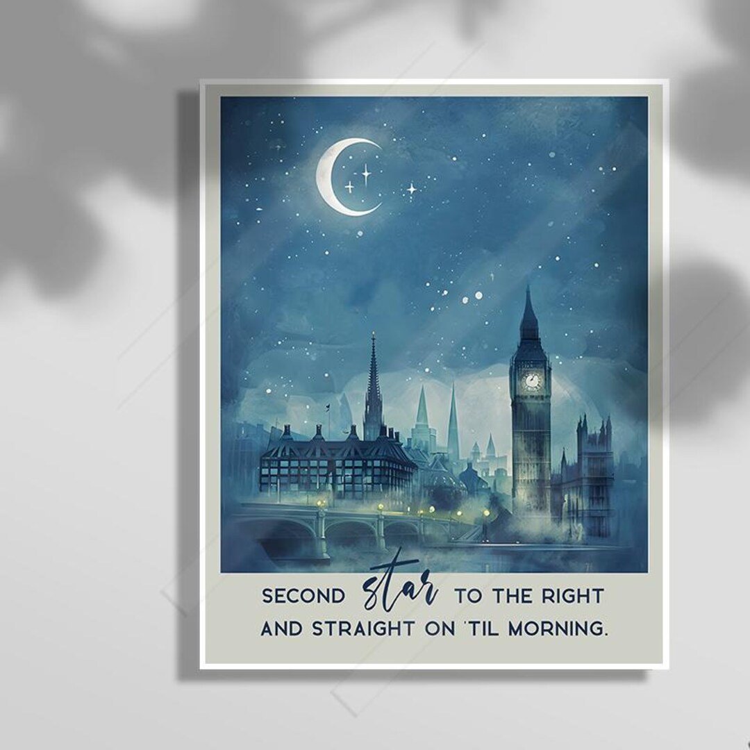 Peter Pan London Skyline Print – Neverland Adventure Wall Art – Fantasy ...