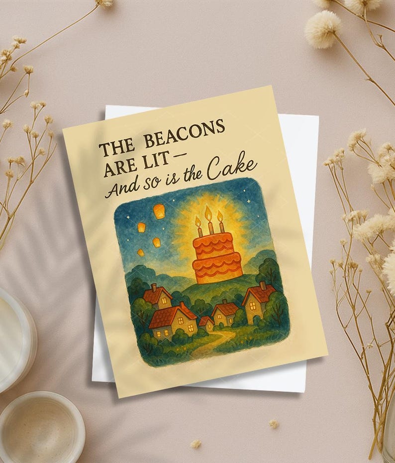 Fantasy Birthday Card: Shire Cottagecore Watercolor Greeting - Etsy