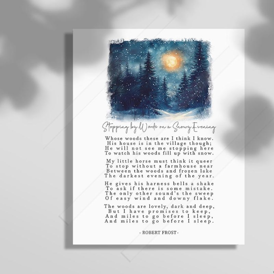 Robert Frost Poem Stopping by the Woods on a Snowy Evening - Literature ...