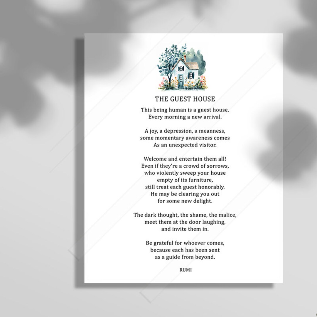 The Guest House Rumi Quote Art Print This Being Human is a Guest House ...