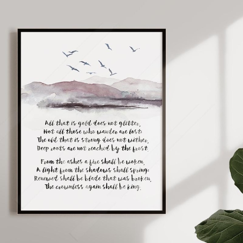 Inspirational Quote Art Print: Tolkien Poem, Watercolor Landscape ...