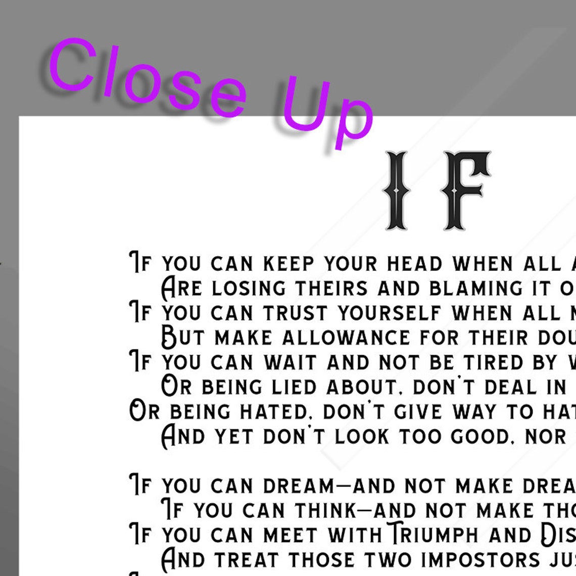 Rudyard Kipling IF Poem Print IF Quote Poster If You Can | Etsy