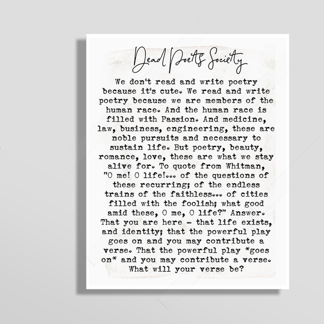 Dead Poets Society Quote Inspirational Art Print we Don't Read and ...