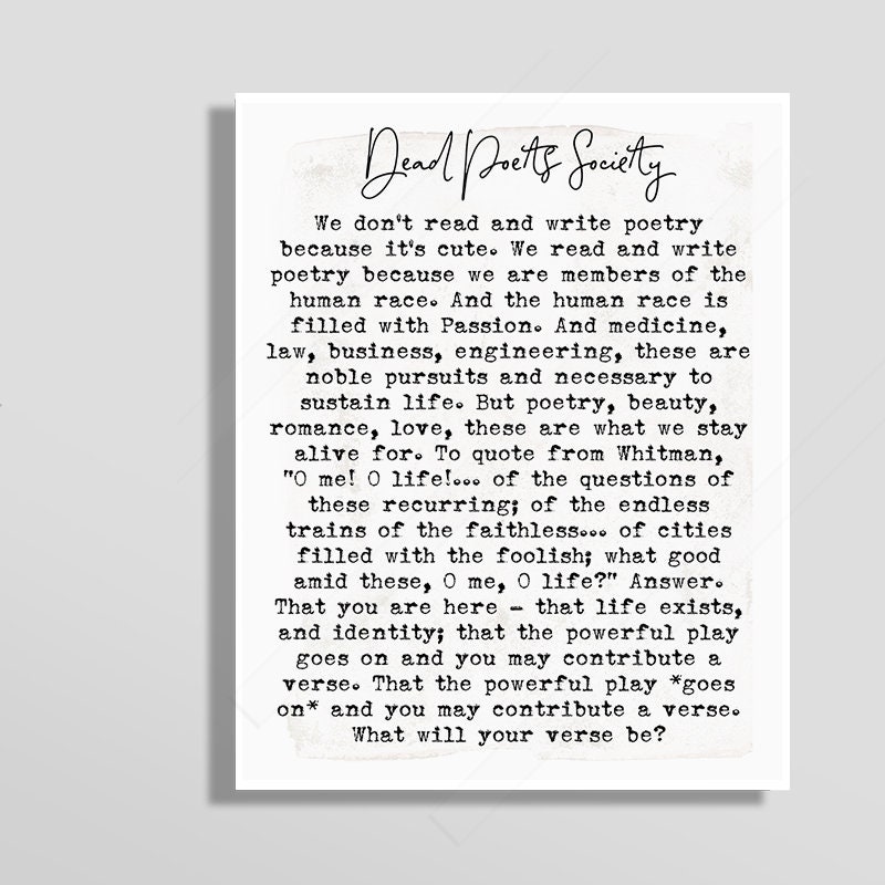 Dead Poets Society Quote Inspirational Art Print we Don't - Etsy
