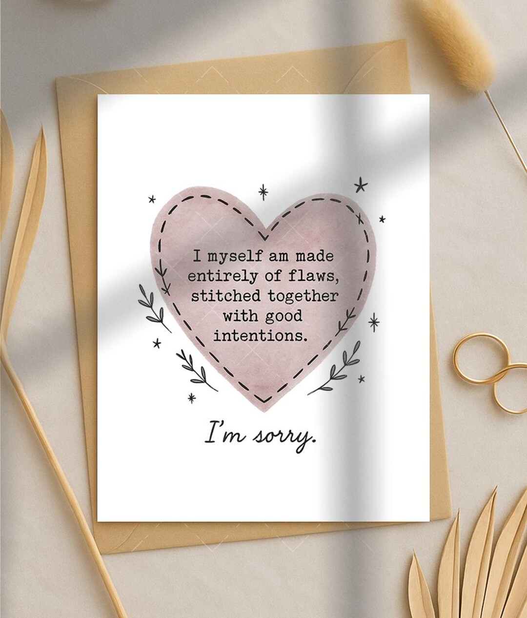 Handmade Sorry Card: Watercolor Heart, Empathy Apology - Etsy