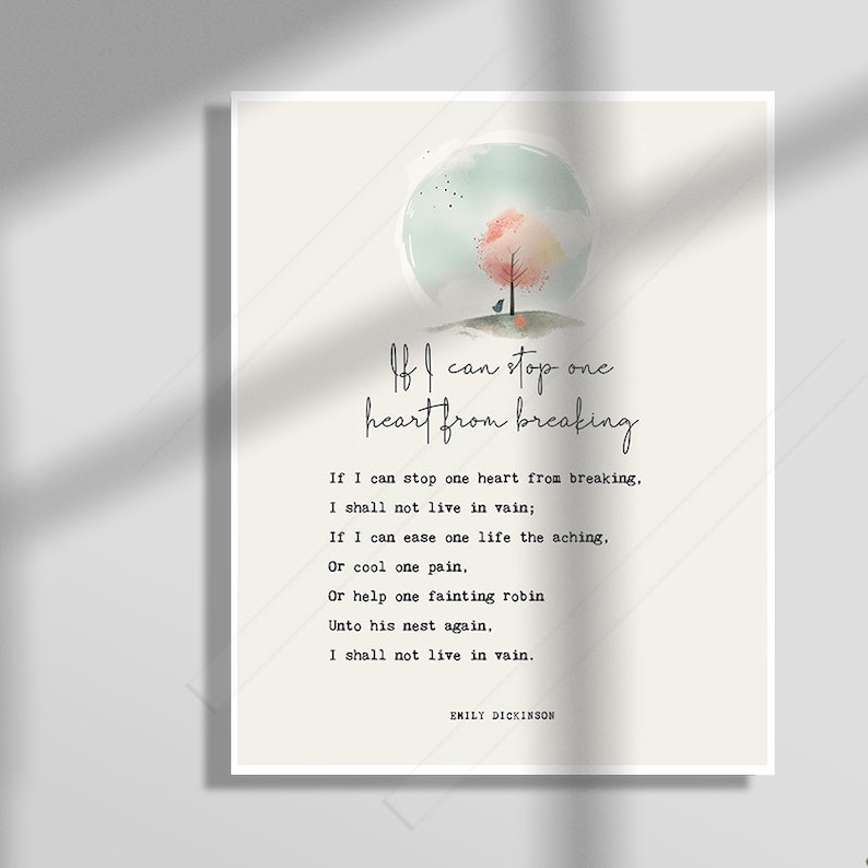 Emily Dickinson Poem Art Print: Inspirational Kindness Gift - Etsy Canada