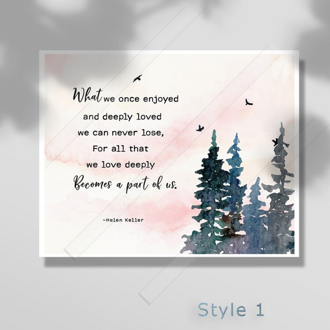 Helen Keller Quote Art Print: Inspirational Poem, Sympathy Gift - Etsy