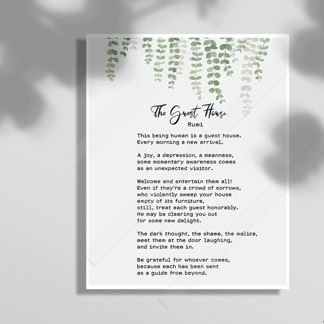 Rumi Quote Art Print: the Guest House Poem - Etsy
