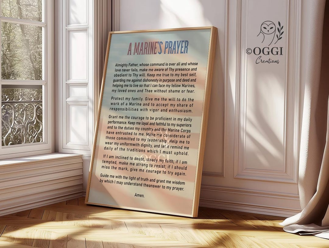 A Marines Prayer Wall Art Print Christian Military Prayer Poster for ...