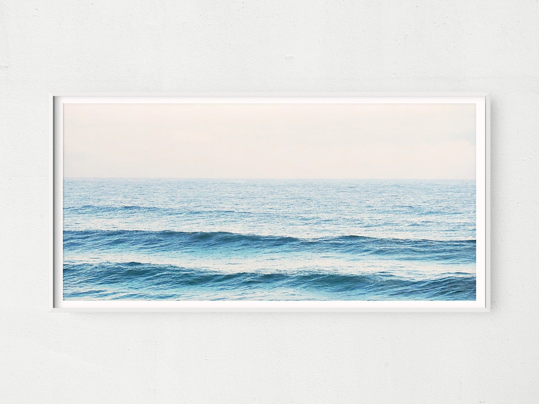 Colourful Ocean Panoramic Wall Art, Horizontal Ocean Print Digital Art ...