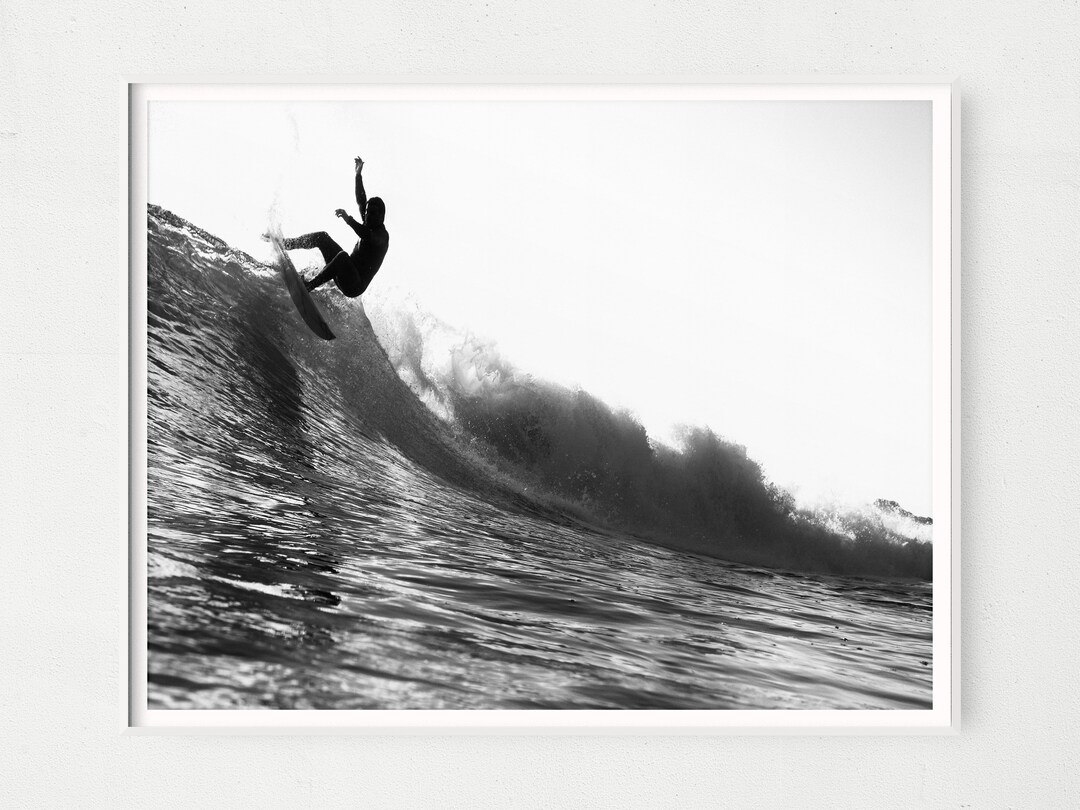 Large Black and White Surf Print, in Water Surf Photography, Abstract ...