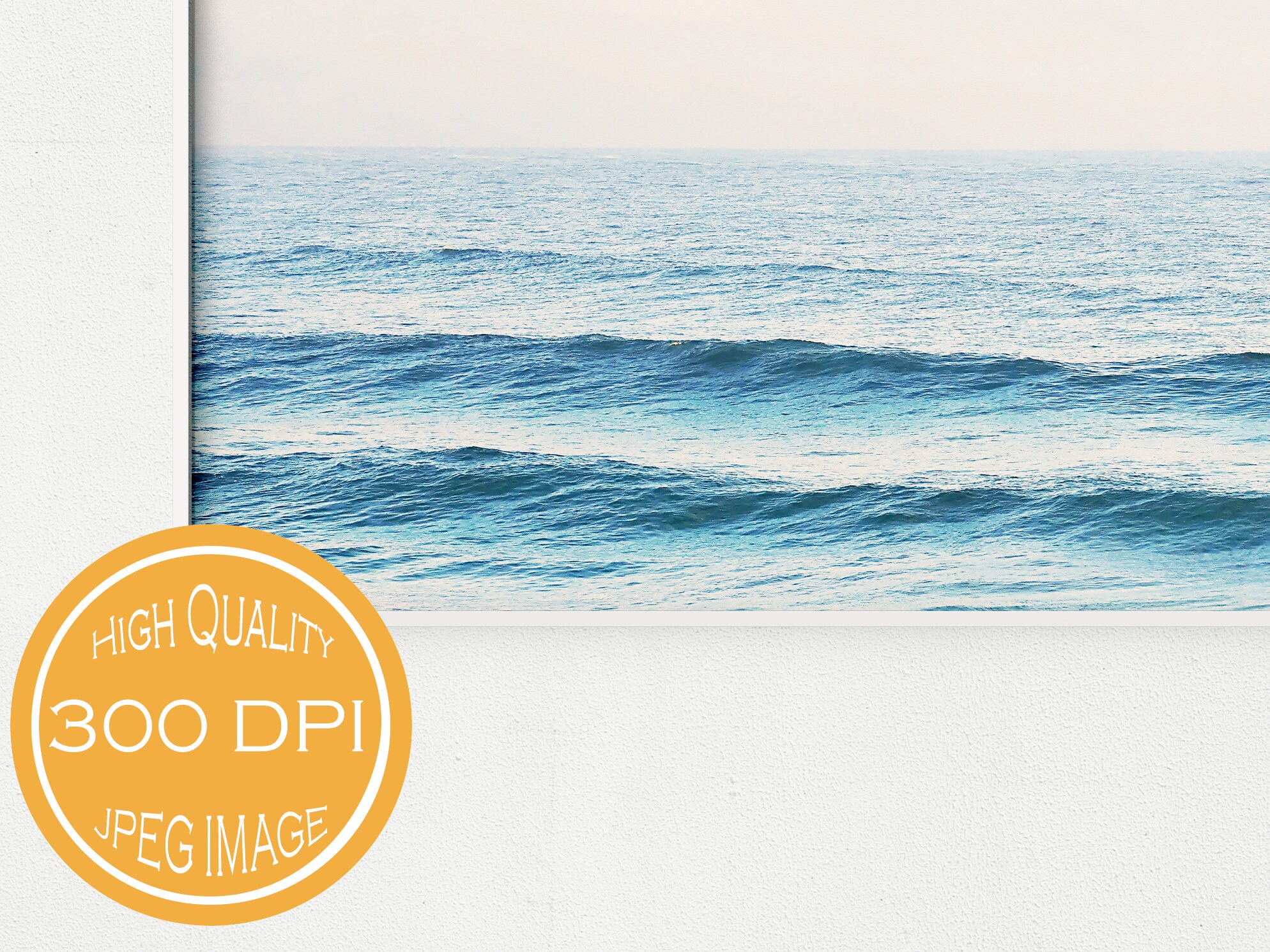 Colourful Ocean Panoramic Wall Art, Horizontal Ocean Print Digital Art ...