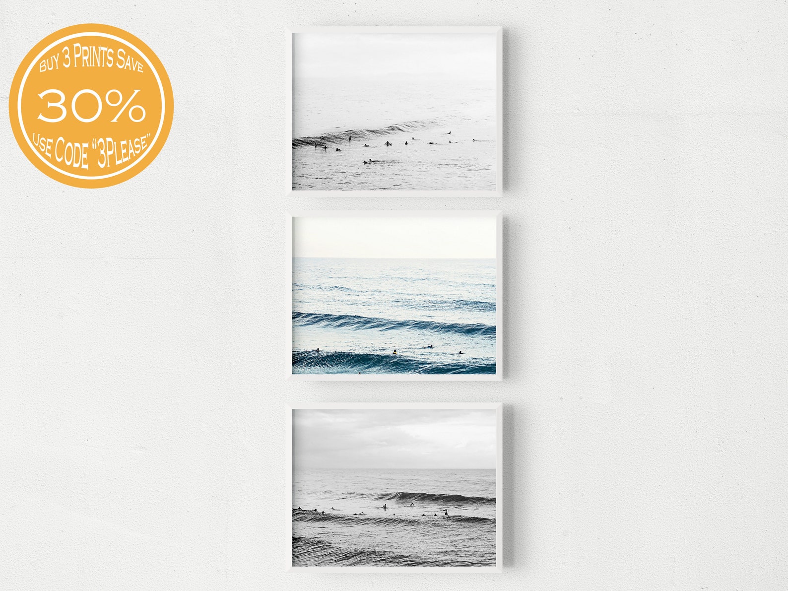 Black and White Surf Poster Print Landscape Beach Print | Etsy