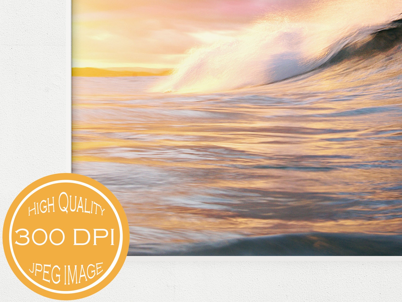 Colorful Ocean Wave Photography Wall Art Sunset Surf Digital | Etsy