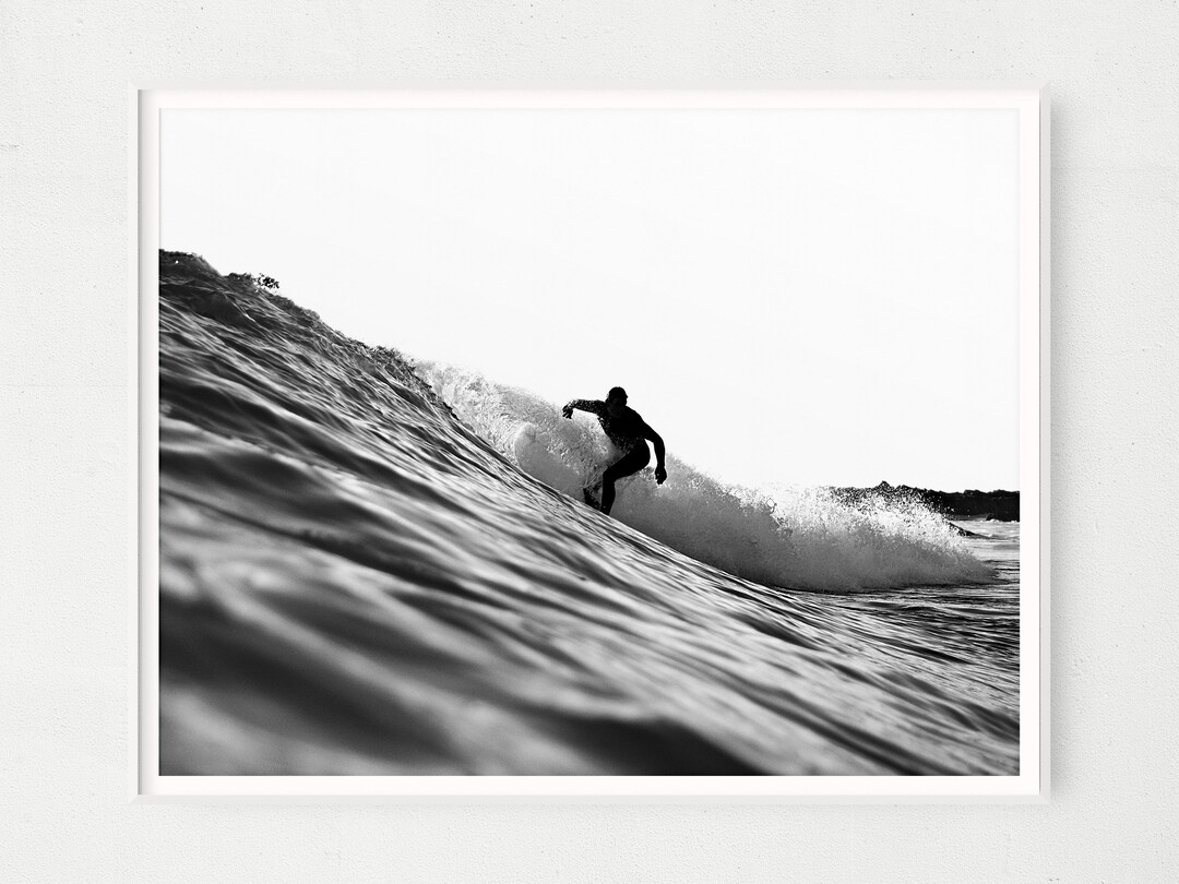 Black and White Gold Coast Surf Print, Surf Photography Wall Decor ...