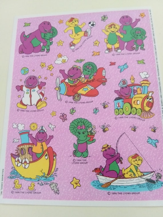 Vintage 1990s Barney Sticker Sheet | Etsy