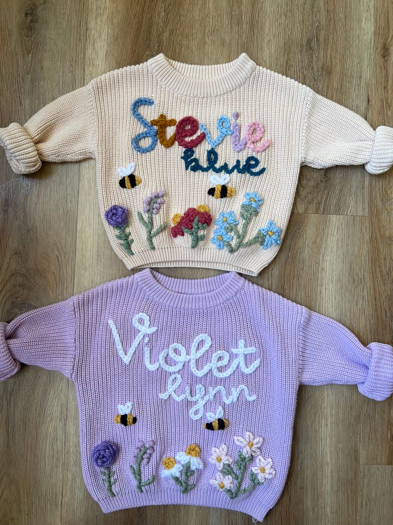 Personalized Hand Embroidered Baby and Toddler Sweaters, Keepsake, Baby ...