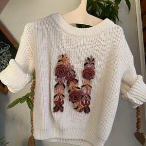 Embroidered Flower Initial Sweater | Personalized Baby Sweater ...