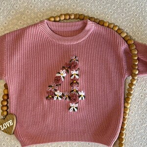 Embroidered Number Birthday Sweater | Baby Birthday | Toddler Birthday ...