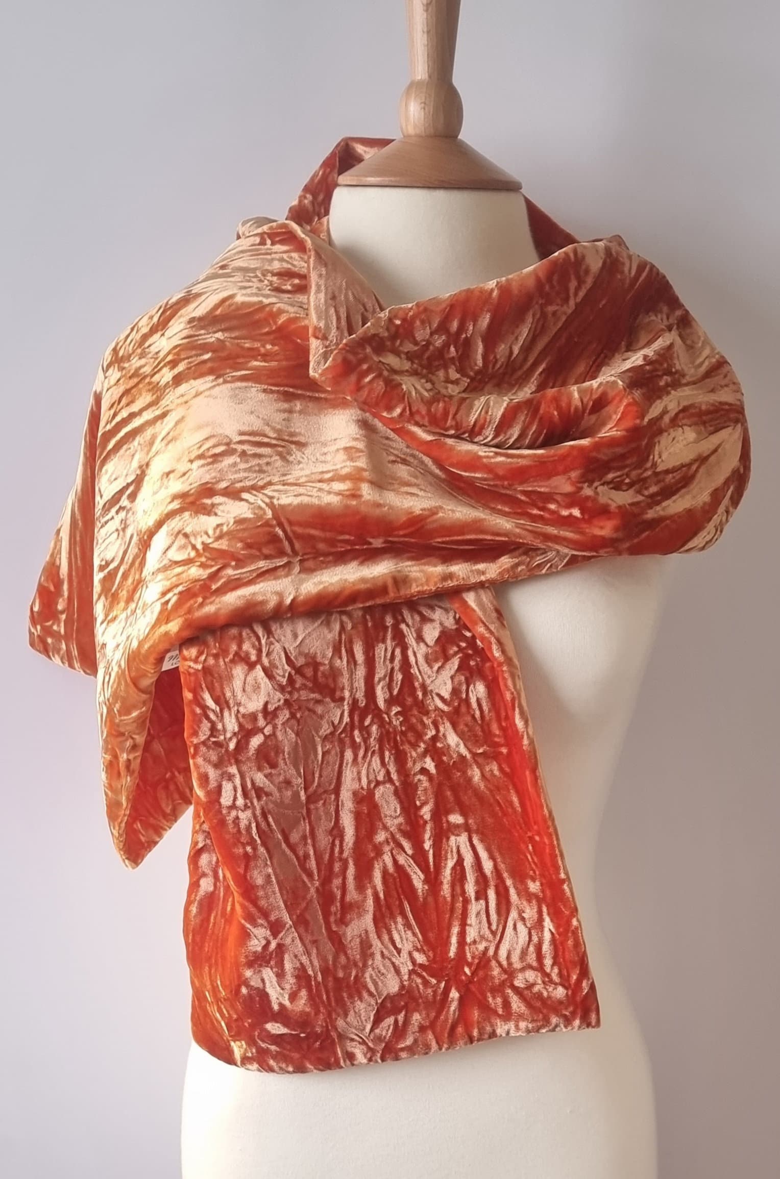 Two Toned Orange/tangerine Crushed Velvet Scarf - Etsy