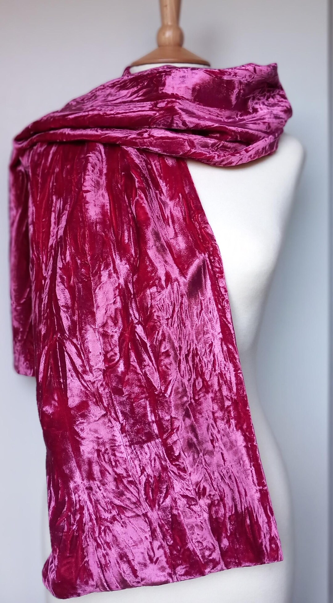 Deep Pink Crushed Velvet Scarf Acetate and Viscose - Etsy