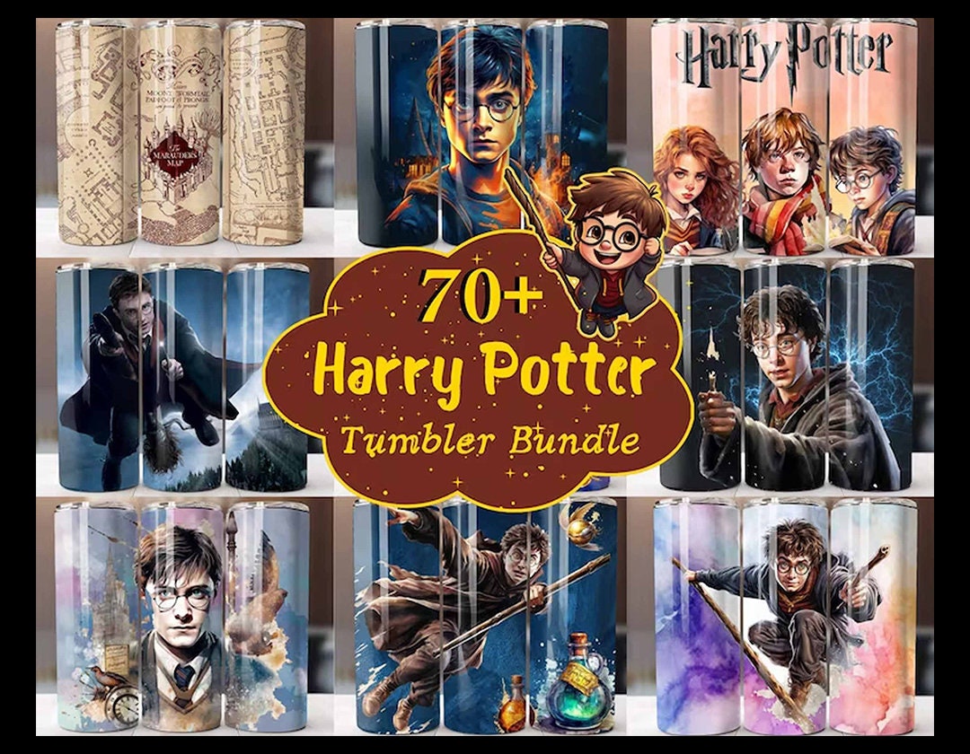 70 Designs Harry Tumbler Wrap Bundle, HP Wizard Tumbler, Cartoon Wrap ...