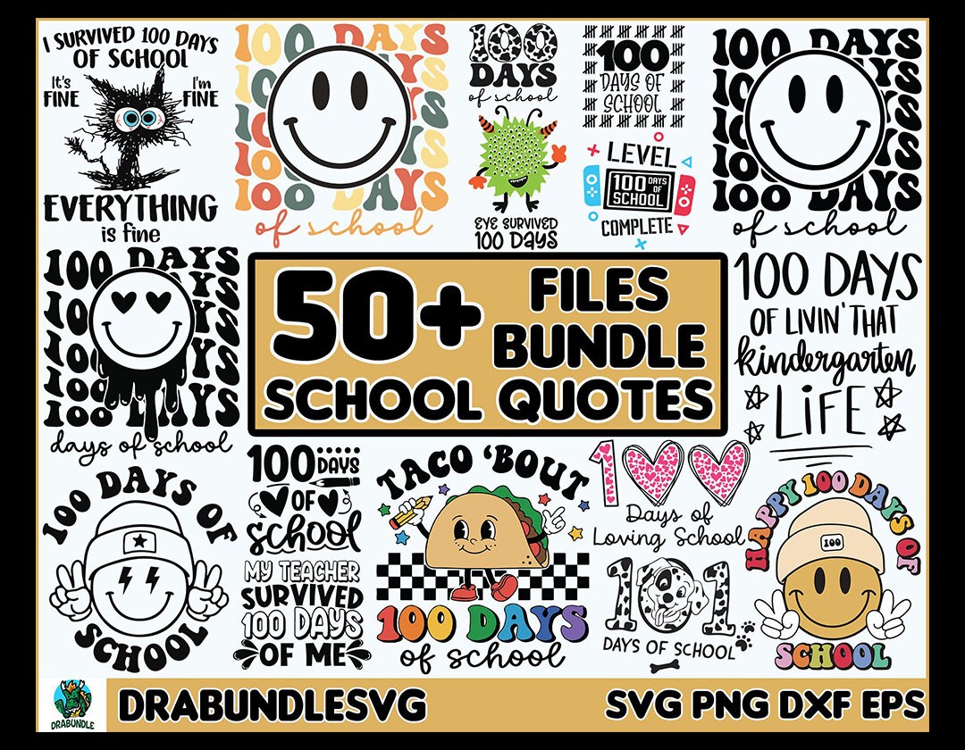 50 100 Days of School Png Svg, Mouse and Friend, 100th Day of School ...