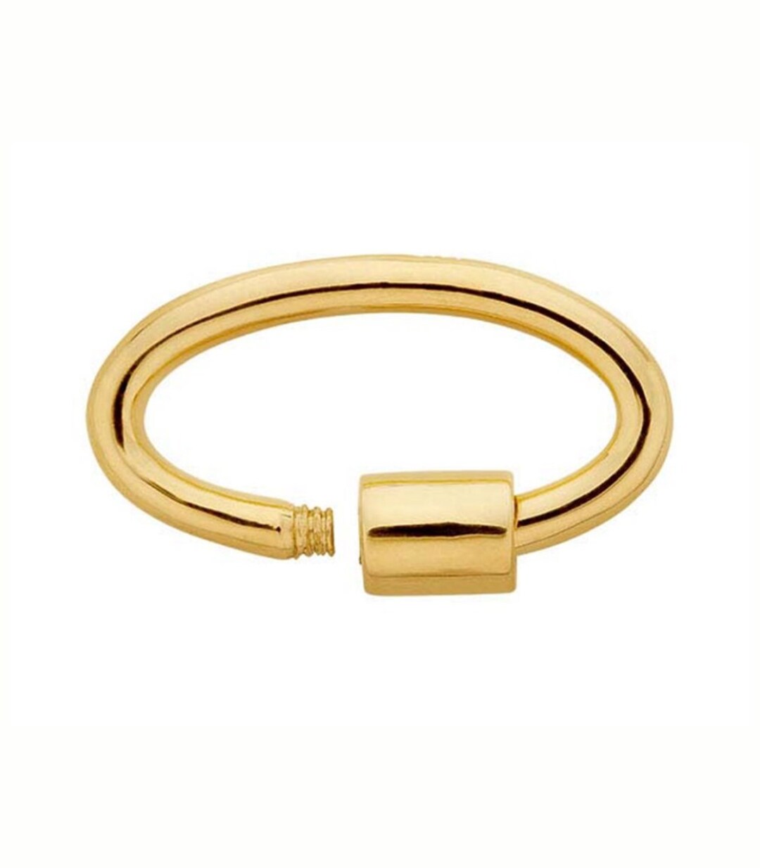 10K Gold Oval Charm Bail Carabiner Clasp, Link Lock Gold Bail, Locking ...