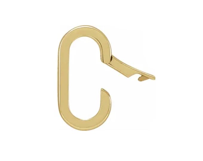 10K, 14K, 18K Solid Gold Sterling Silver Charm Bail Push Clasp ...