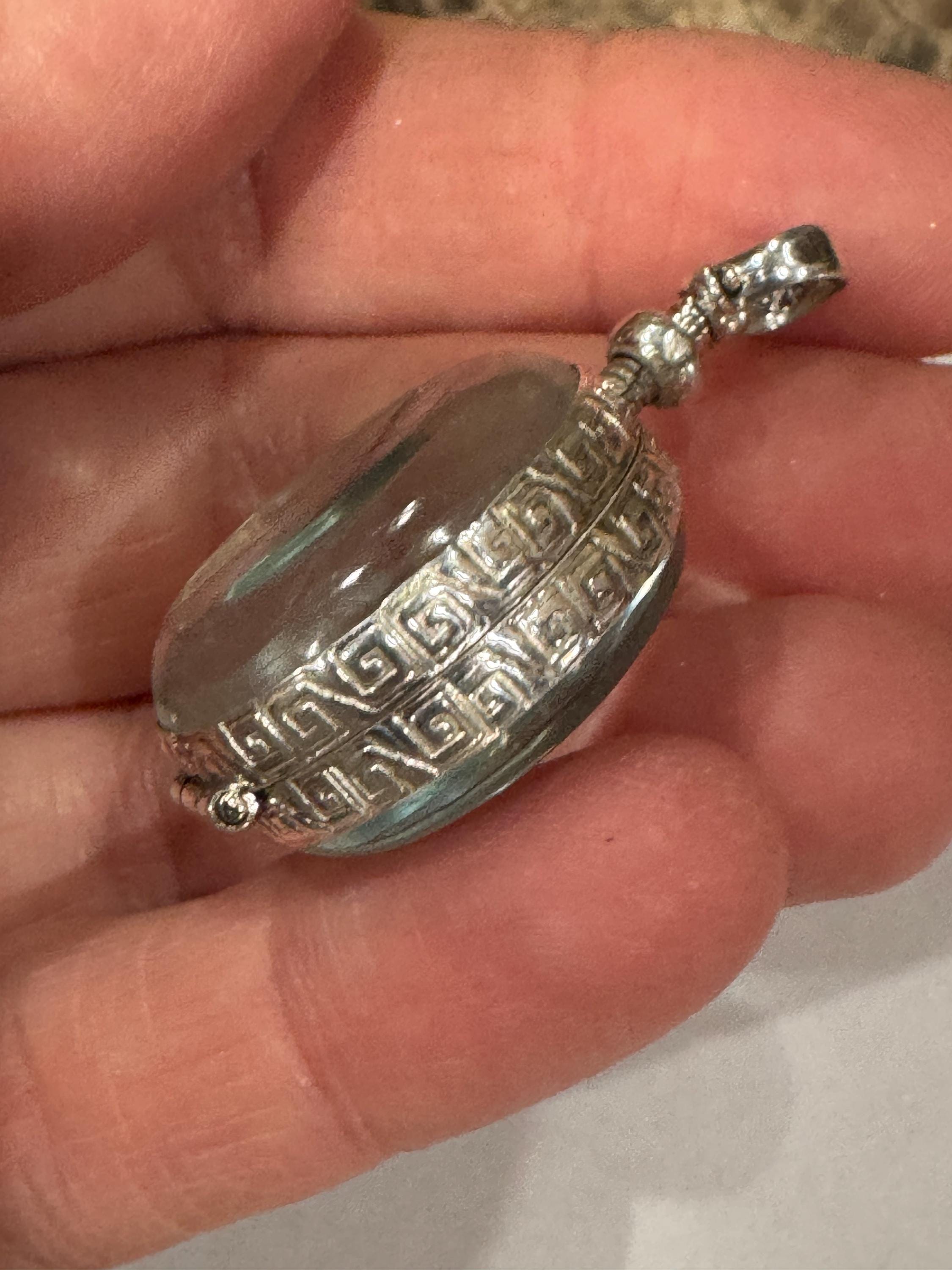 Sterling Silver Round Glass Locket Necklace Reversible Charm Locket ...