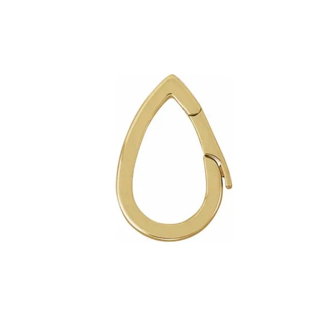 14K Solid Yellow Gold Charm Bail, Teardrop Hinged Clasp Bail, Connector ...