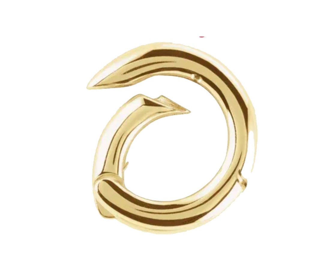 10K, 14K Solid Gold Charm Bail Hinged, Push Clasp Bail Connector ...