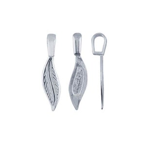 Glue-on Bail Sterling Silver Feather, Bail Enhancer Necklace Charm for ...