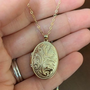 Engravable 14K Solid Gold Picture Locket Necklace Anniversary Wedding ...