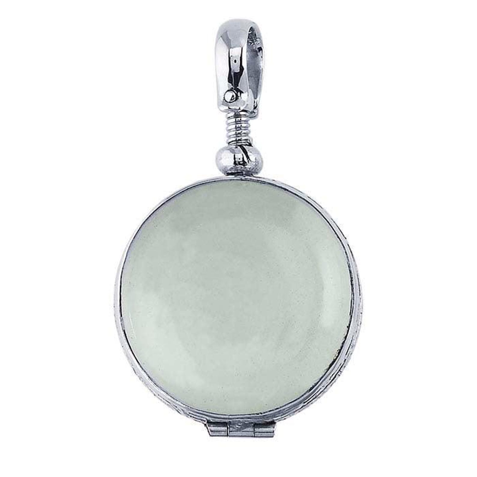 Sterling Silver Round Glass Locket Necklace Reversible Charm Locket ...