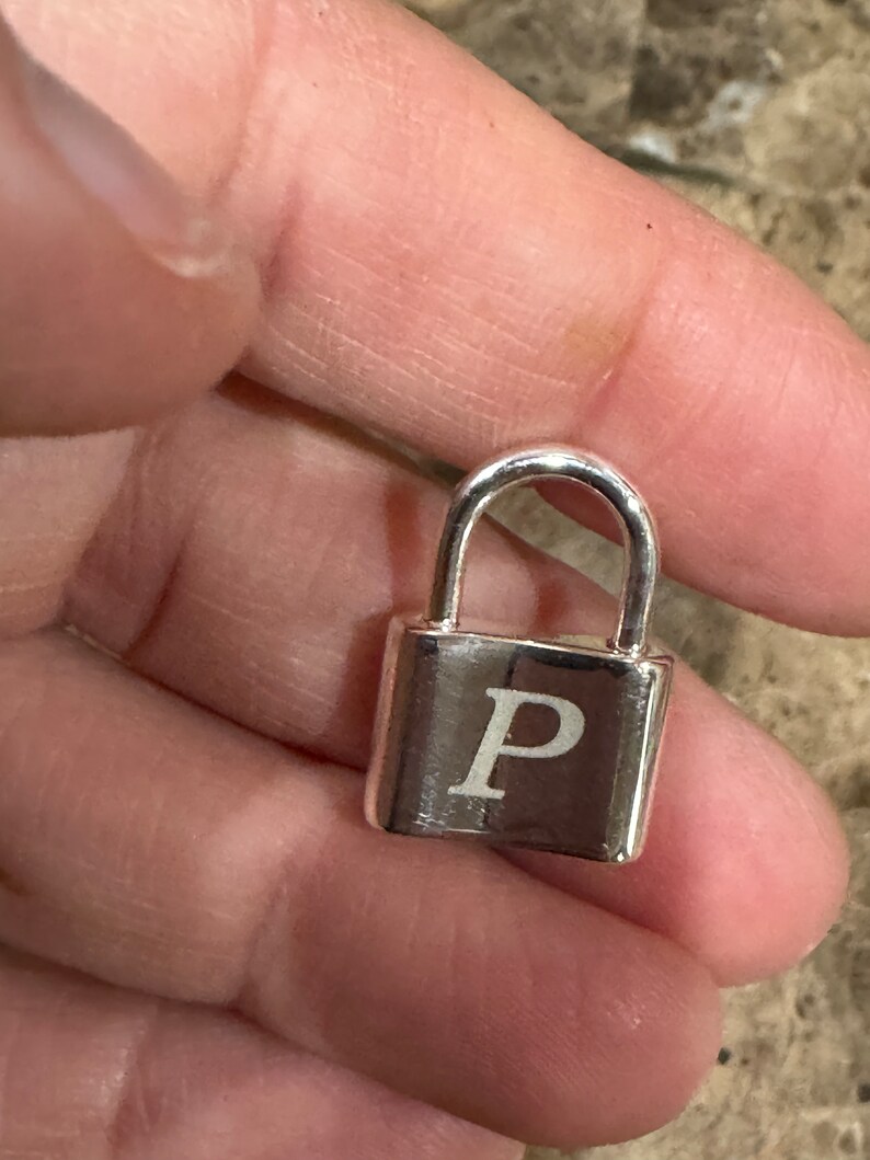 Engravable Solid 925 Sterling Silver Padlock for Paperclip Chain or ...