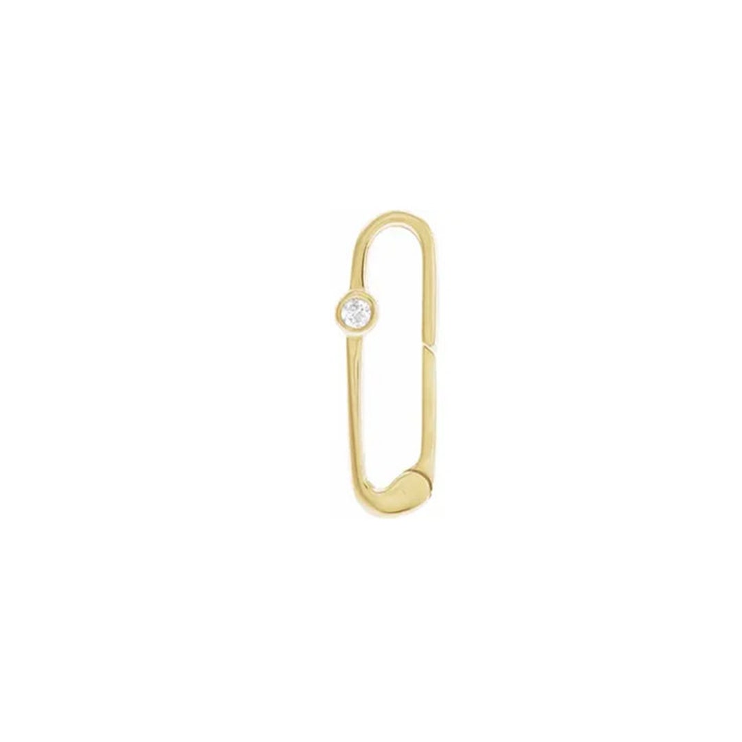 14K Gold Charm Bail Push Clasp, Bail Enhancer Diamond Yellow White Gold ...