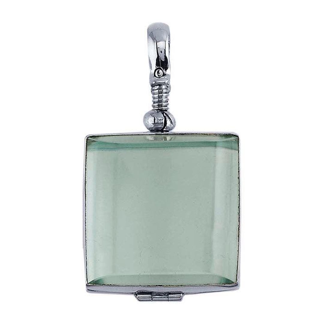 Sterling Silver Square Glass Locket Pendant Reversible Charm Locket ...