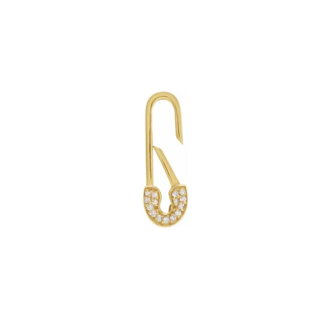 14K Gold Push Clasp Charm Bail Holder, Safety Pin Bail Enhancer 15 ...