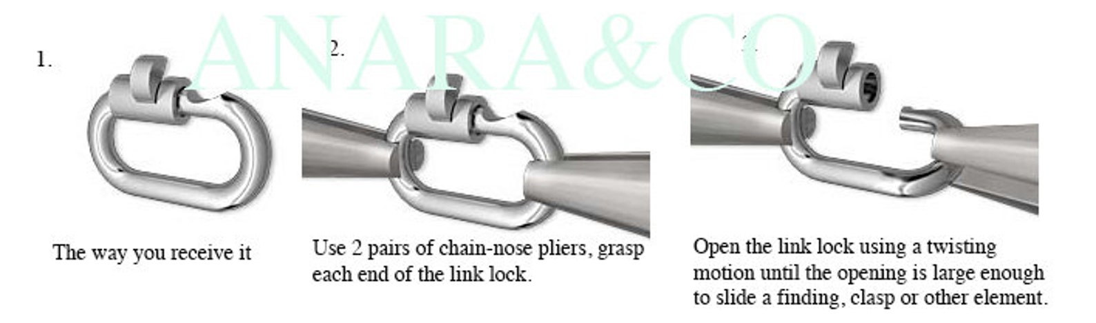 1 (one) Solid Sterling Silver Link Lock Jump Ring, No Soldering Secured ...